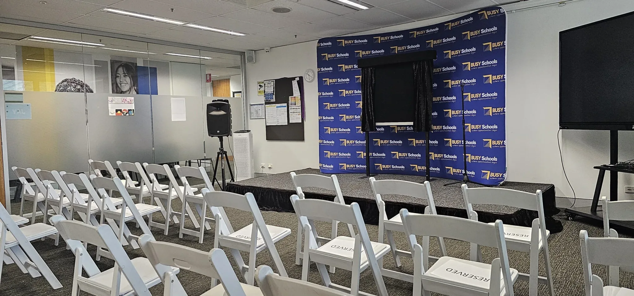 Unveiling Curtain Black Hire from Queensland Hire | Est. 1980