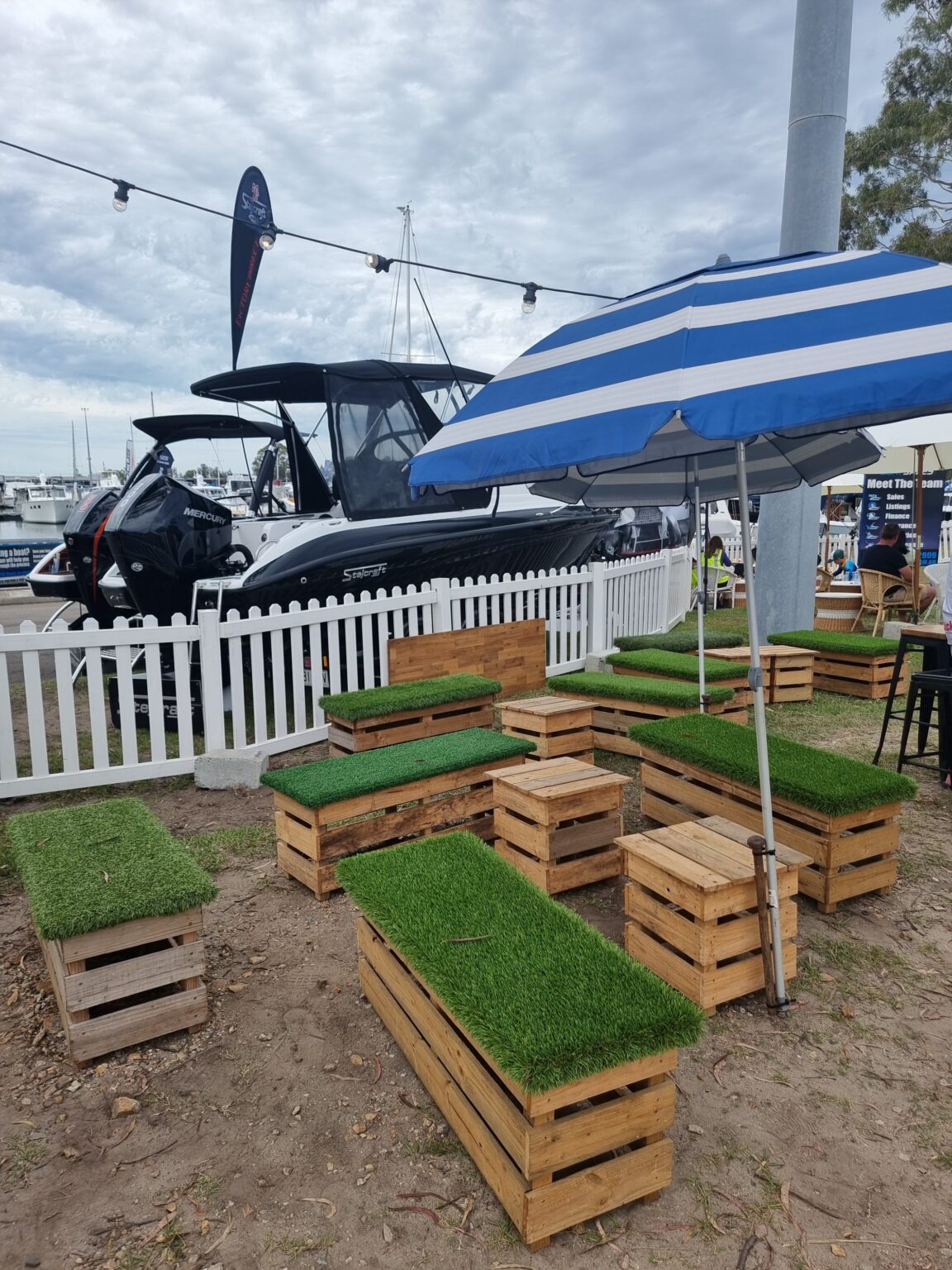 Pallet Bench - Turf Hire from Queensland Hire | Est. 1980